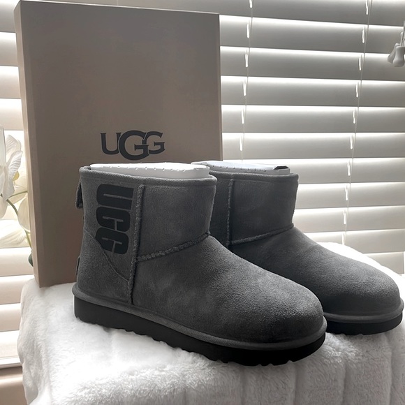 UGG | Shoes | Ugg Classic Mini Ugg Rubber Logo Suede Boot | Poshmark